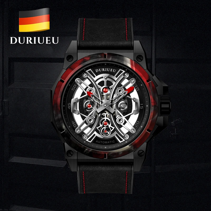 German Mechanical Watch Skeleton Automatic Luxury Men Watches Sapphire ...