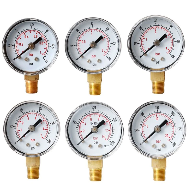 40mm Face Pressure Gauge 1/8" BSPT Bottom Mount 15,30,60.100,160 200 ...