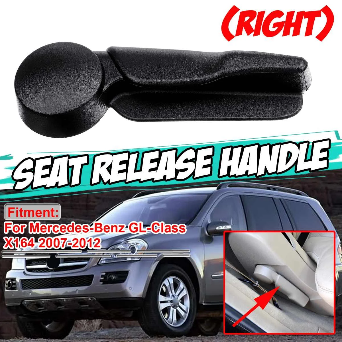 Black Car Rear Right Seat Release Handle Passengers Side Adjustment For ...