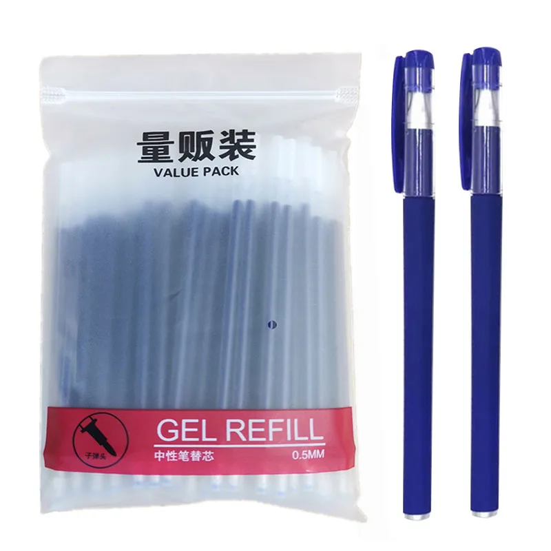102Pcs/Lot Office Gel Pen Refill Set 0.5mm Blue Black Red ink Rod for ...