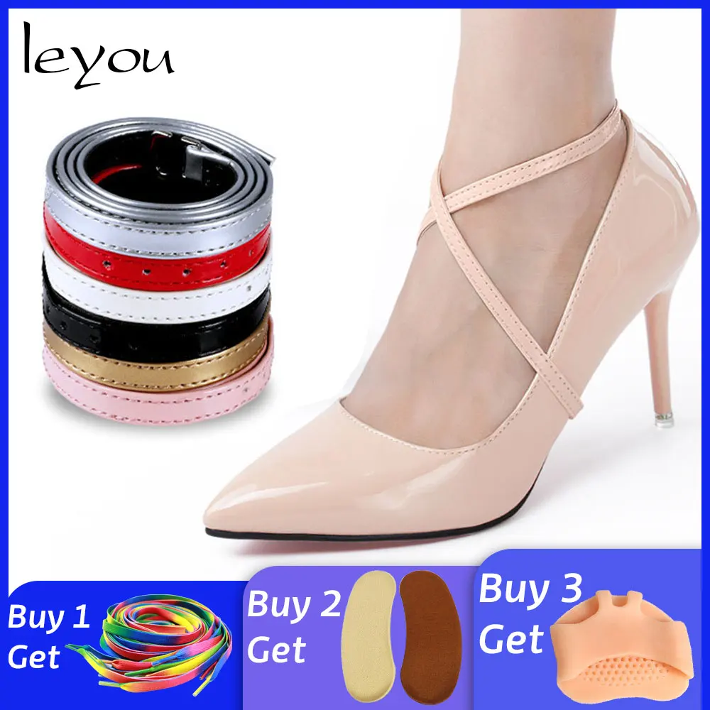 Leyou Women High Heels Belt Leather Shoelaces Adjustable Shoes Belt ...