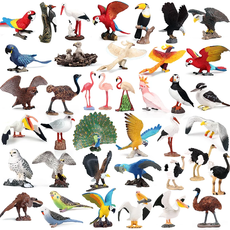 Action Figure Wildlife Animal PVC Birds Eagle Parrot Model Collectible ...