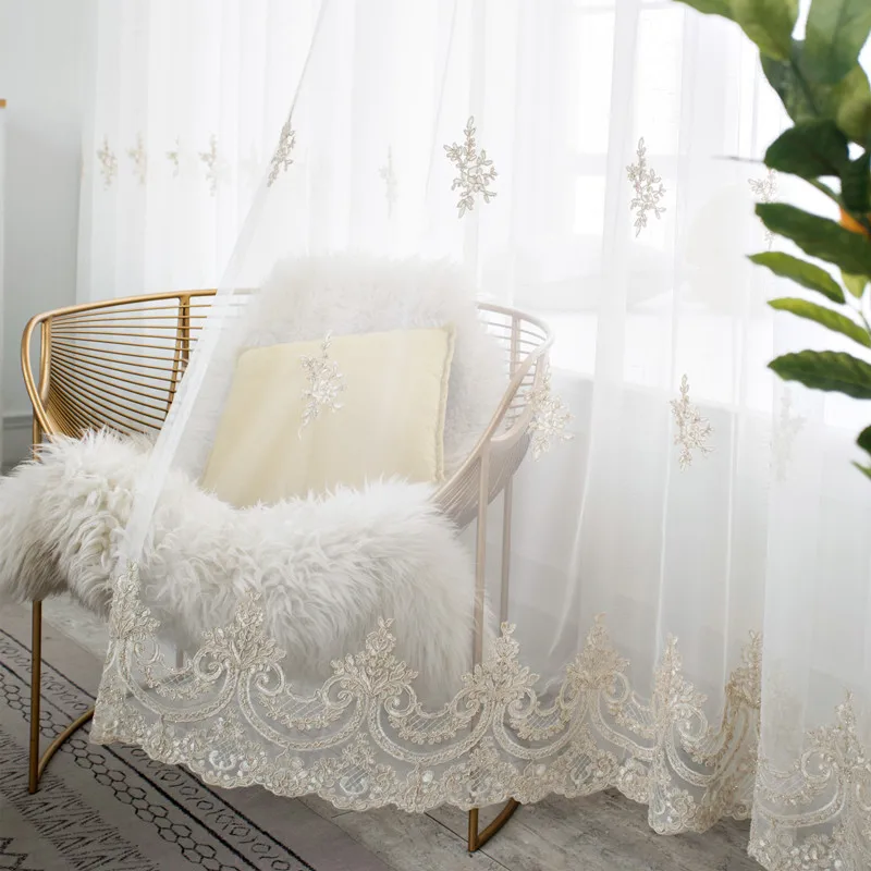 Luxury-Embroidered-Tulle-Curtains-for-Living-Room-Flower-Rope ...