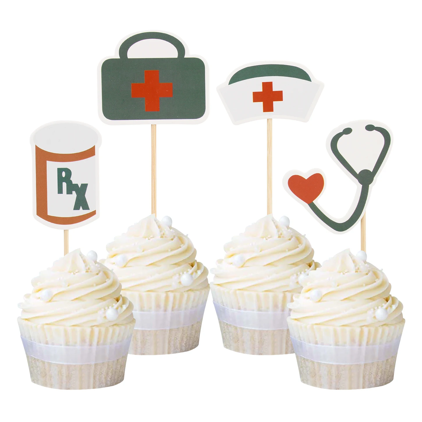 12 Pçs Enfermagem Cupcake Toppers Enfermeira Graduação Cupcake Topper ...