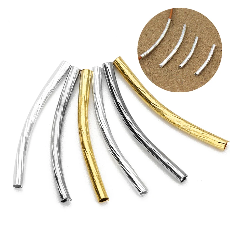 100Pcs-Lot-Long-Curved-Tube-Smooth-Long-Tubes-Connector-For-Beads ...