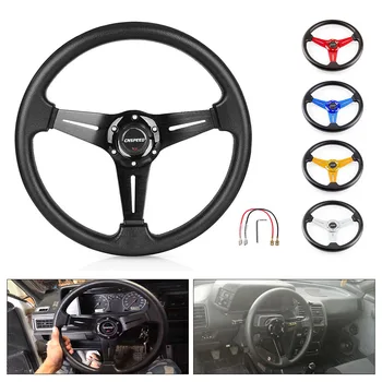 Universal Racing PU Leather Steering Wheel 350mm 14inch Aluminum Alloy Auto Sport Drifting ...