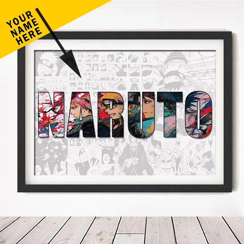 Personalised Naruto Anime Name Word Art Print Sasuke Character Poster ...