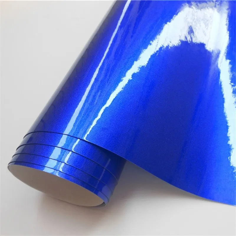 Ultra Glossy Candy Blue Vinyl Car Wraps Film Foil Vehicle Sticker Decal ...