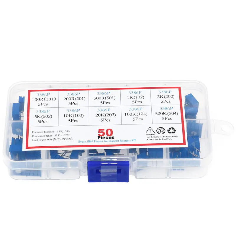 50pcs 3386P series 100R 200 500R 1K 2K 5K 10K 20K 100K 500K multi-turn ...