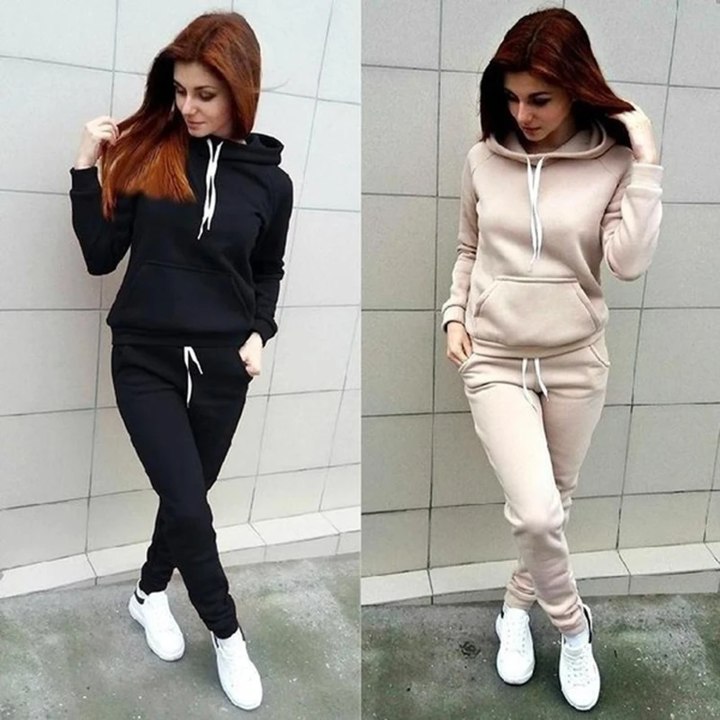 Otoño Invierno de 2 piezas conjunto Jogging mujeres sudaderas con ...