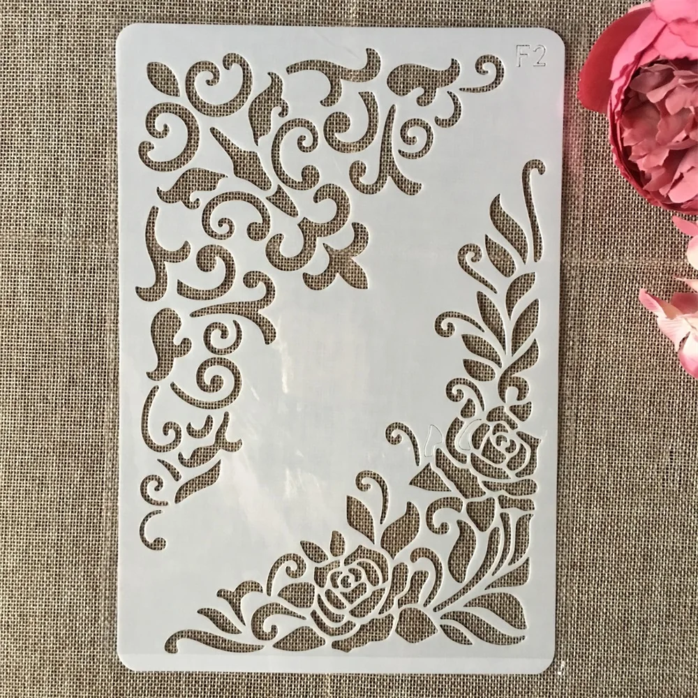 26cm Flower Edge DIY Layering Stencils Wall Painting Scrapbook Coloring ...