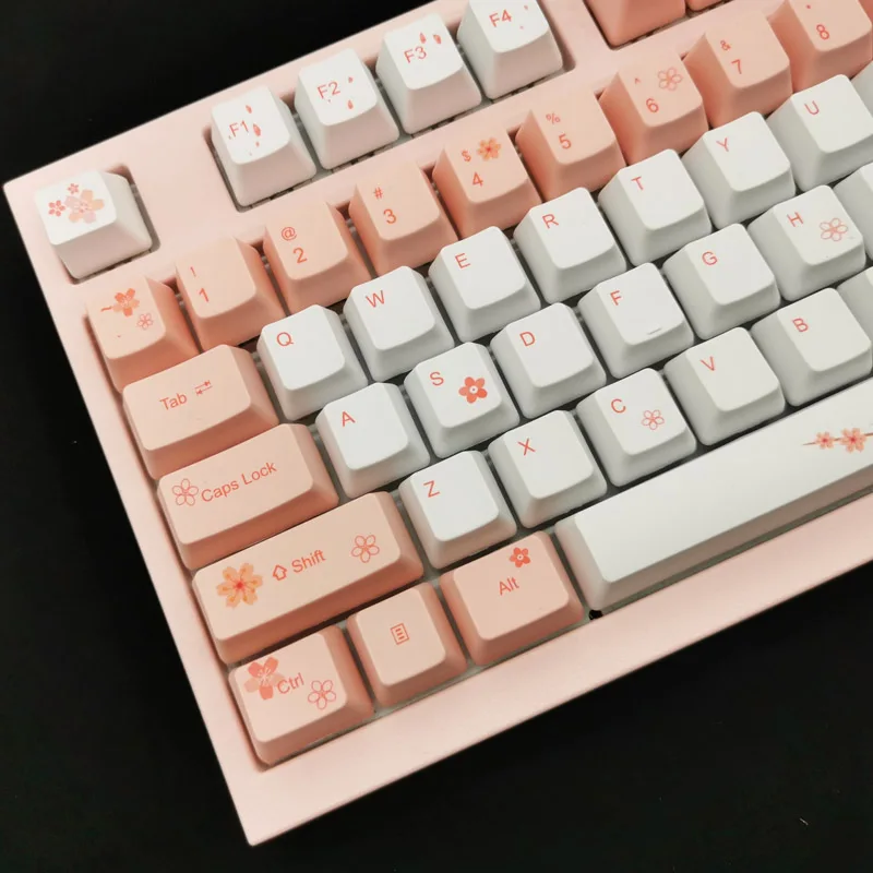 Keycaps Pink Backlit Sakura 120 Keycap For Mechanical Keyboard Pbt Dye ...