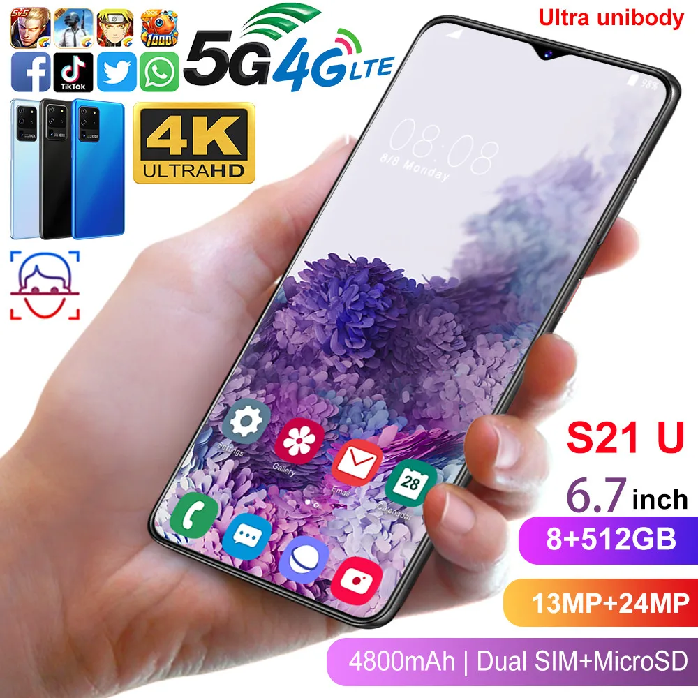 Smartphone S21U handys MTK6799 Deca core 6,7 zoll HD handy 3G Entsperrt ...