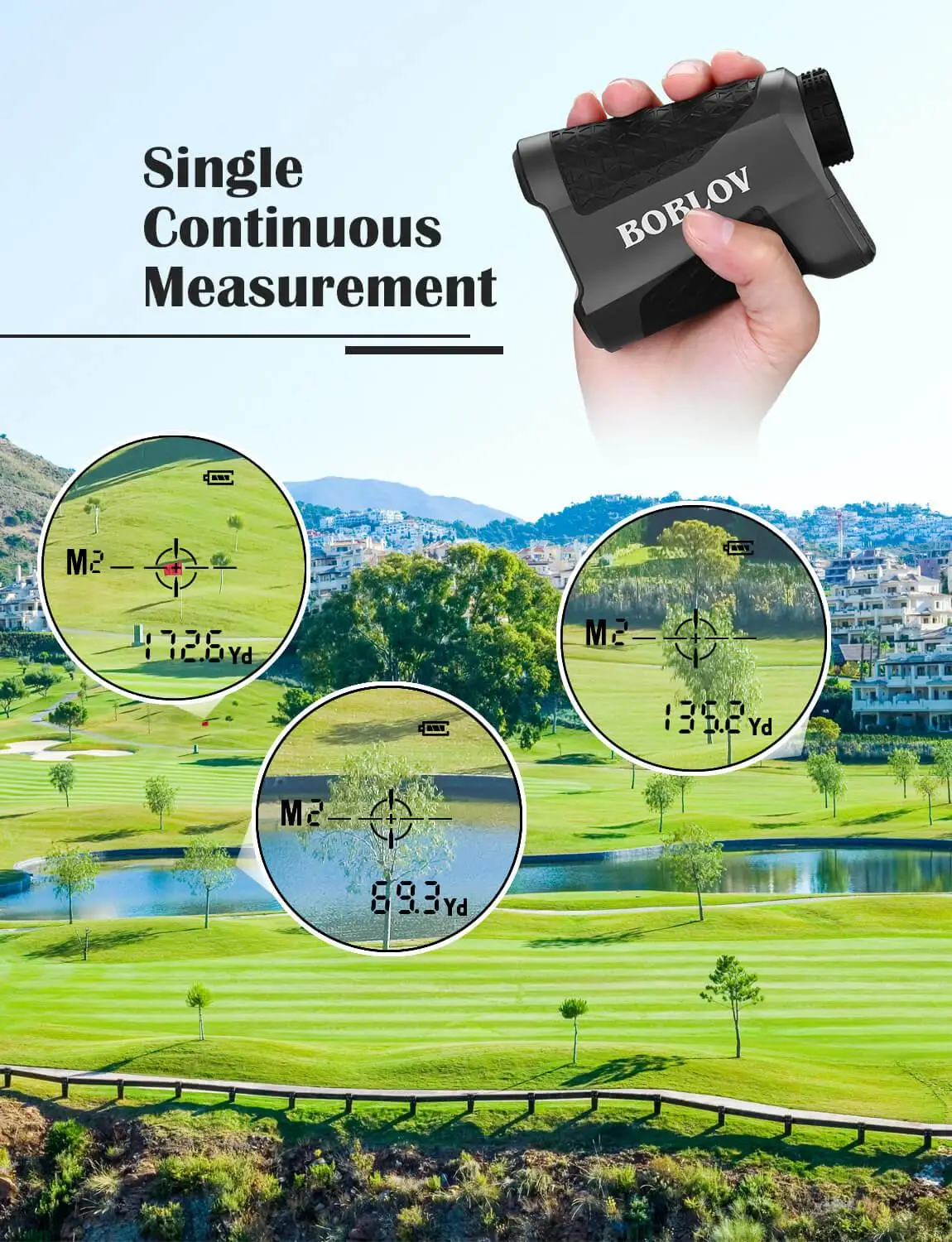 BOBLOV K600G/AG 600M Golf Range Finder 6X Laser Rangefinder with Jolt ...