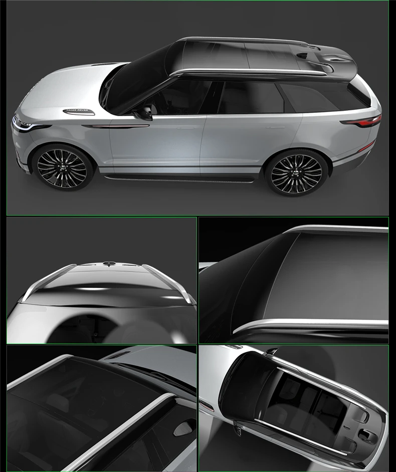 2Pcs silver left right Aluminium roof rack bar rail fits for L a n d R ...