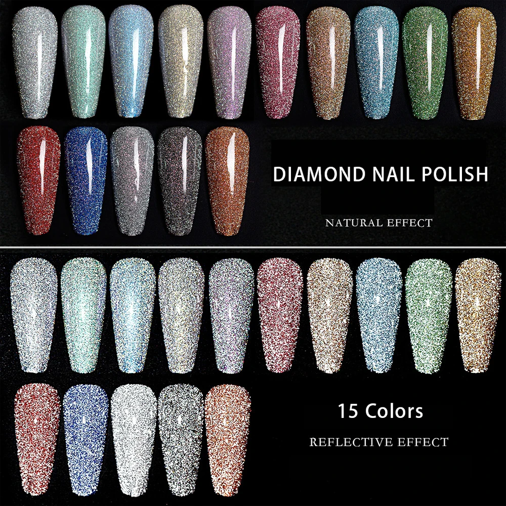 Vdn 15 Color Glitter Chips Diamond Gel Nail Polish Uv Led Soak Off Gel ...