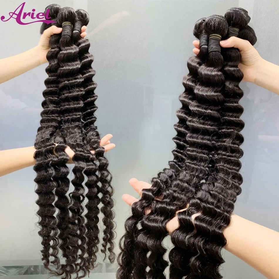 28 30 32 40 Inch Deep Wave Bundles Peruvian Hair Bundles Deep Curly ...