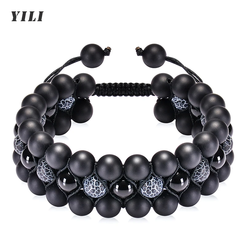 Natural-Stone-Beads-Bracelets-Adjustble-8mm-Black-Matte-Onyx-Bracelet ...
