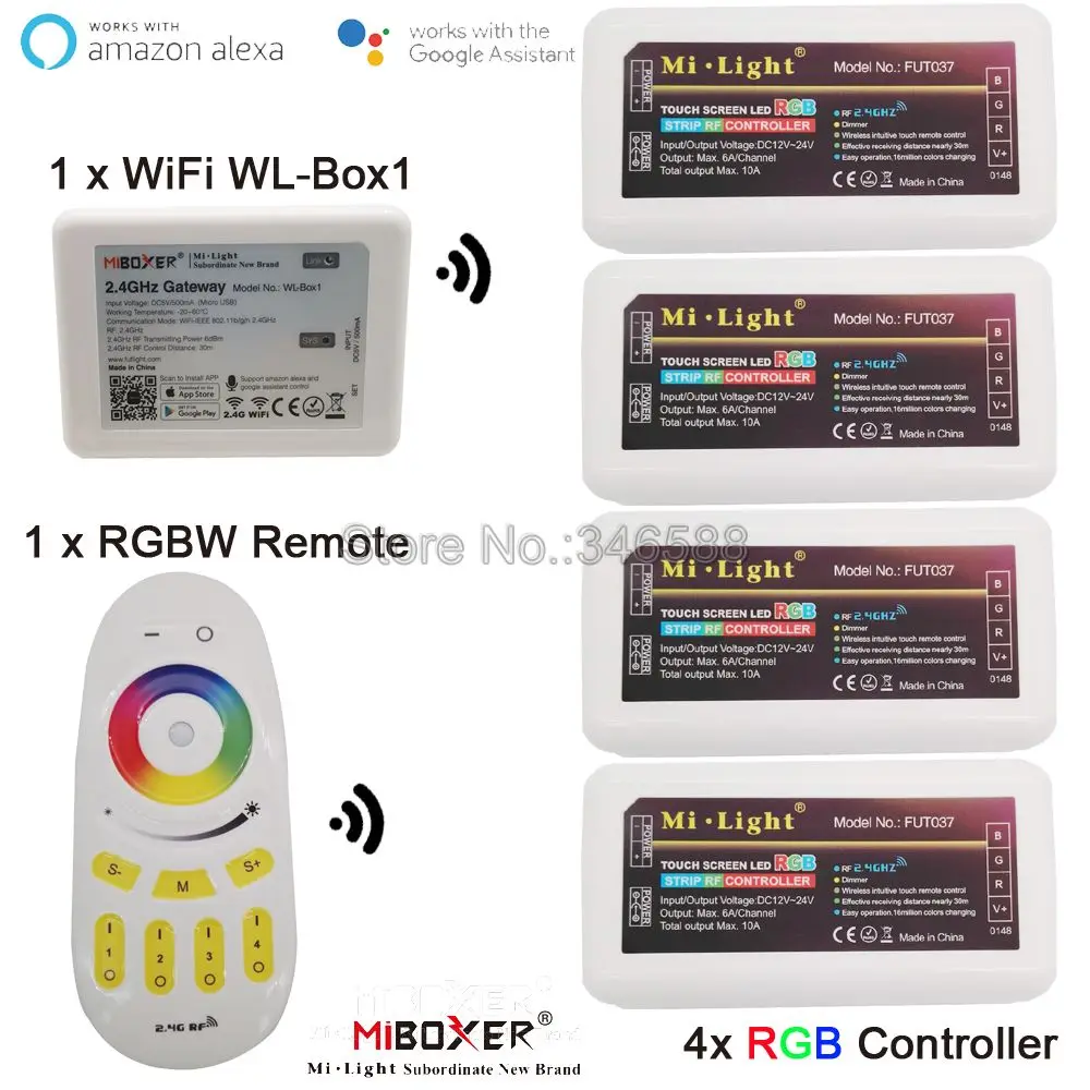 Miboxer DC12V 24V 10A RGB LED Strip Controller Support 2.4G Wireless ...