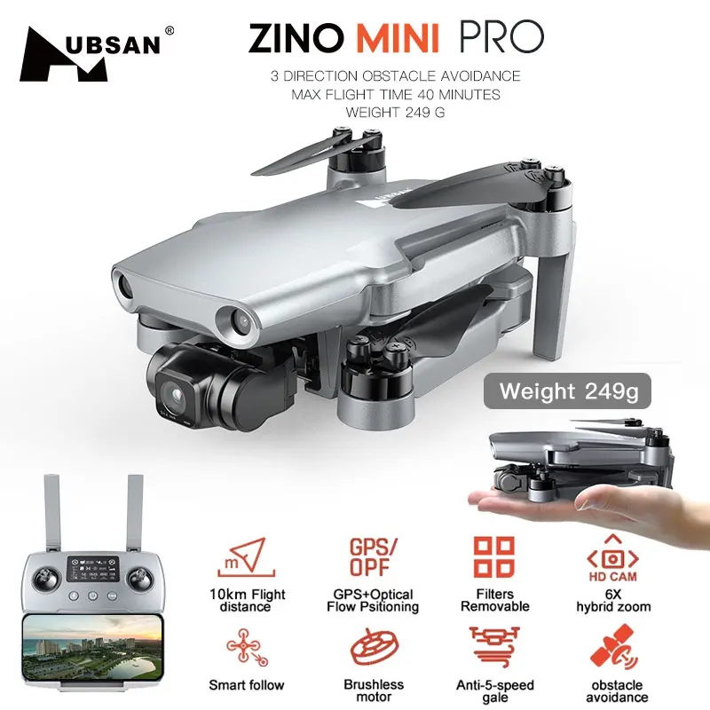 Hubsan Zino Mini Pro Drone With Wifi 249g Gps Dron 4k 60fps Uhd Fpv ...
