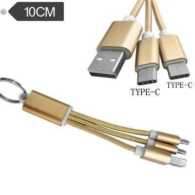 10CM-2-in-1-keychain-charger-cable-USB-Dual-Connectors-USB-Type-C ...