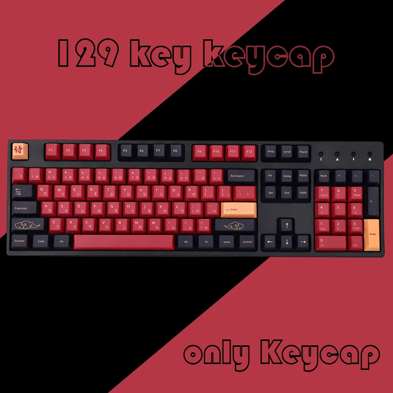 Blue/red Samurai Japanese Keycaps 129 Keys Cherry Profile Dye-sub Pbt ...