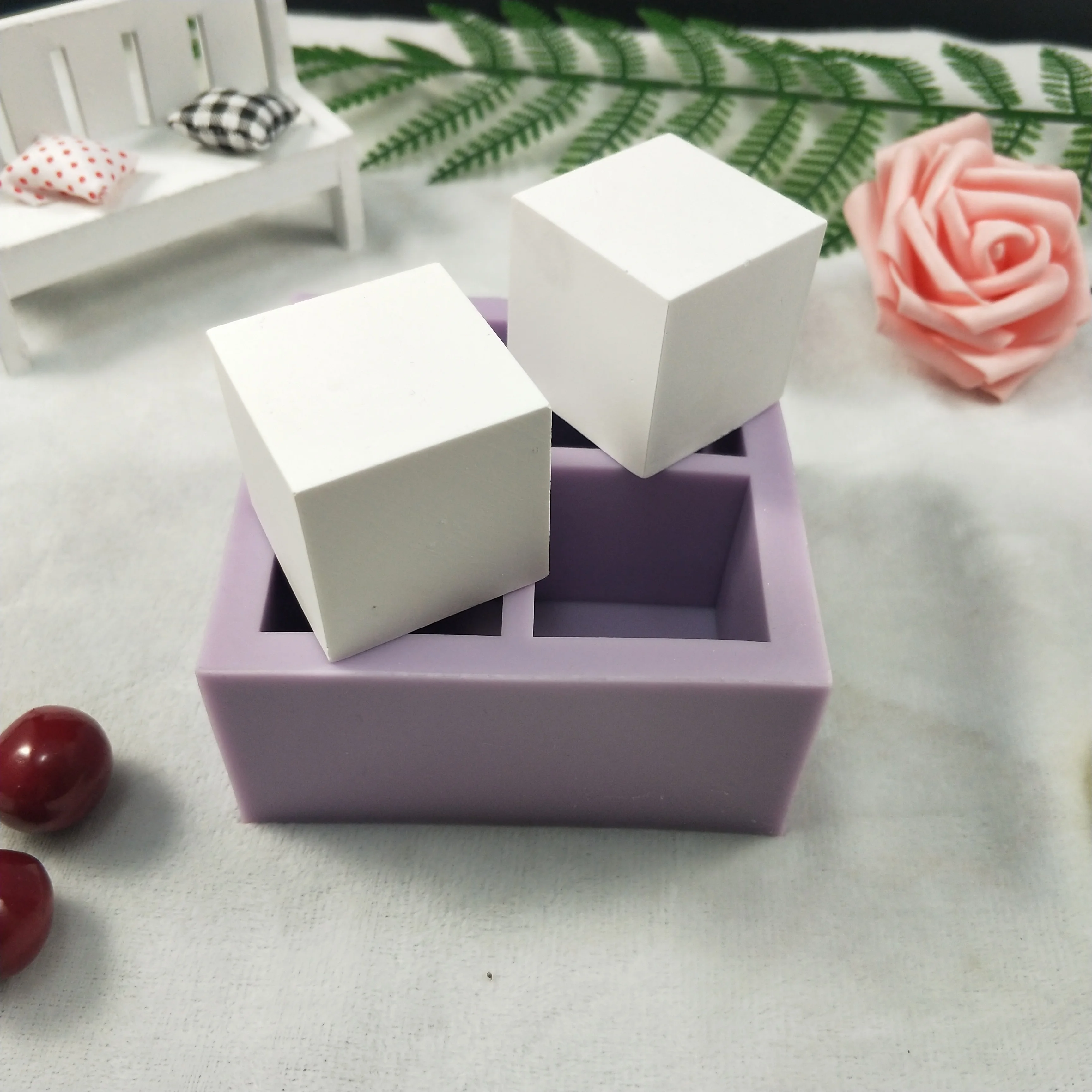 Qt0280 4-cavity Square Soap Mold Silicone Craft Diy Making Homemade ...