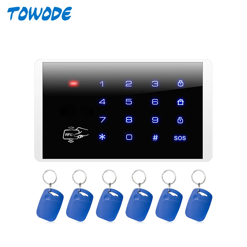 TOWODE Wireless Keypad RFID Disarm Alarm System Touch Screen Keyboard ...