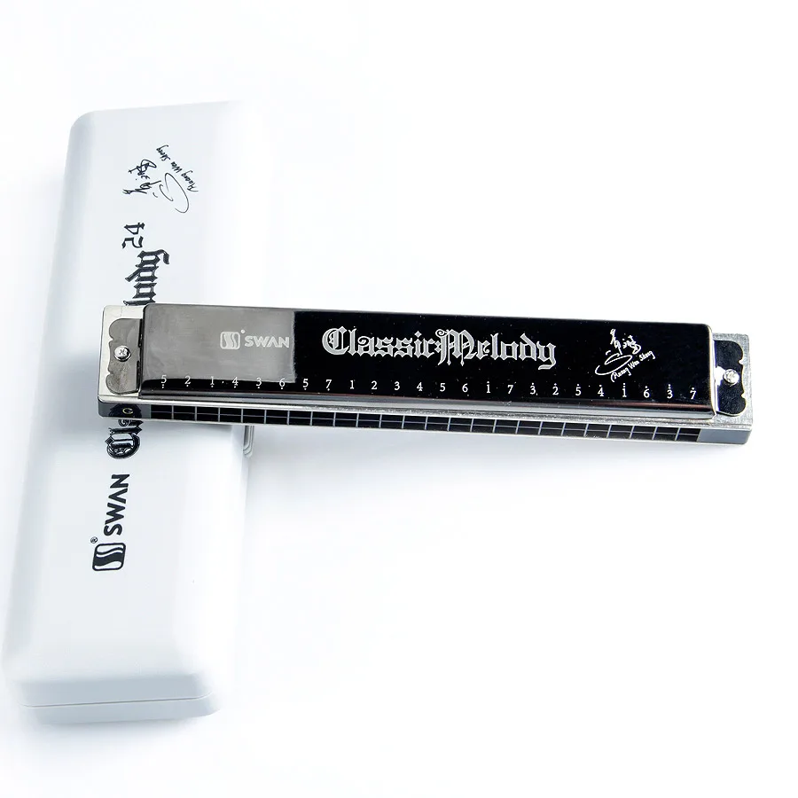 SWAN-Upgrade-Advanced-24-Holes-Tremolo-Harmonica-C-Key-Polyphony ...