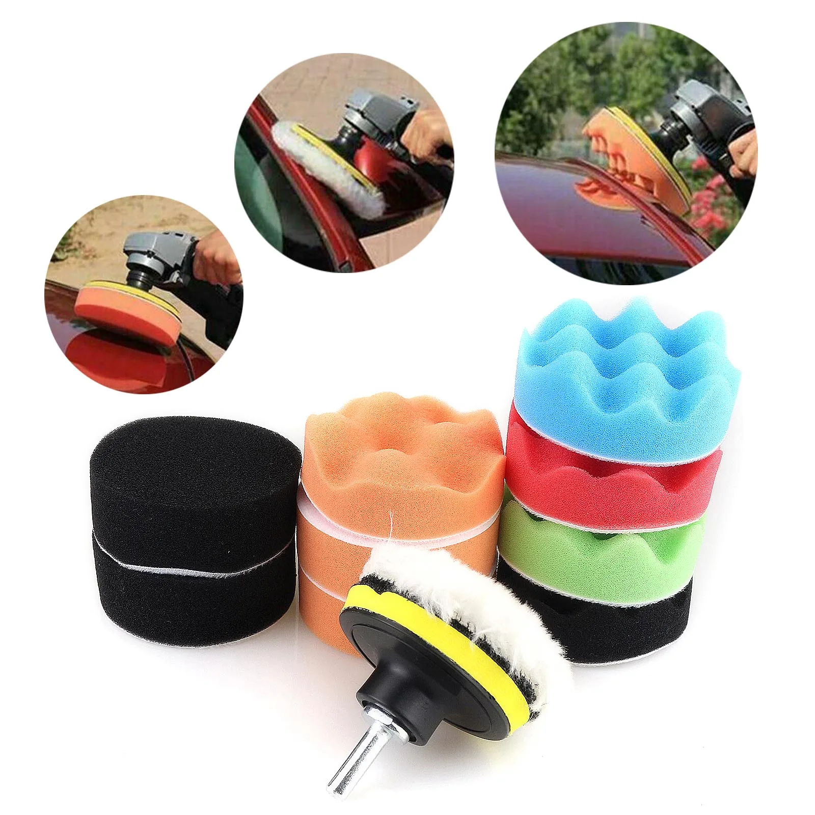 12pcs-3-Inch-Car-Sponge-Buffing-Polishing-Pad-Kit-Set-Polisher-W-Drill ...