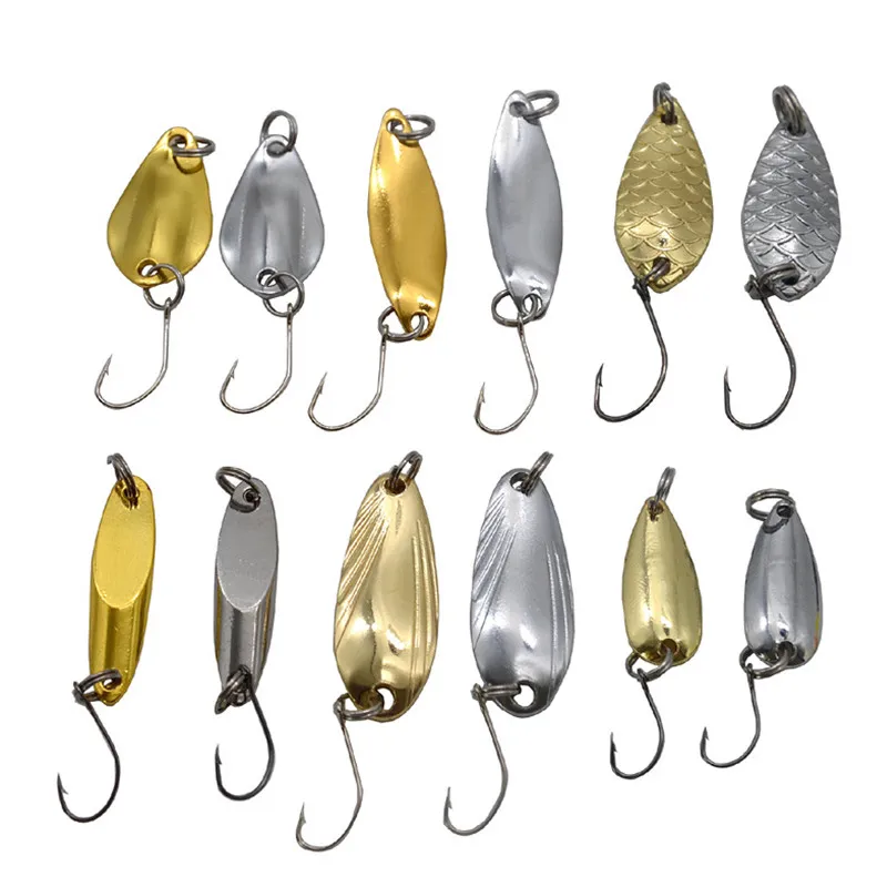 Spoon Fishing Lure Single Hook Simulation Melon Seeds Salix Leaf Spoons ...