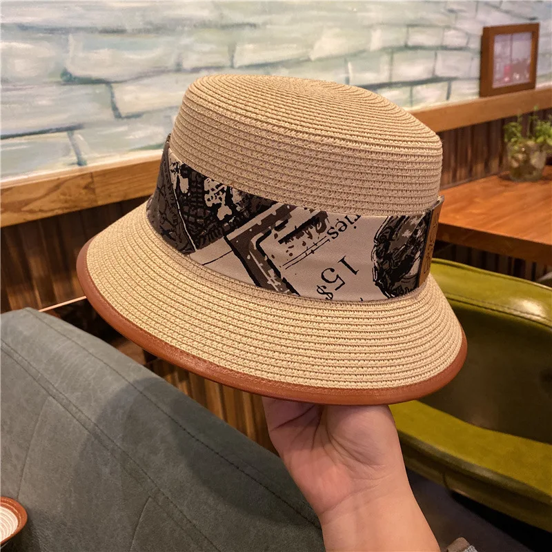 Casquette,Chapeaux de soleil avec ruban de paille pour femmes, chapeau ...