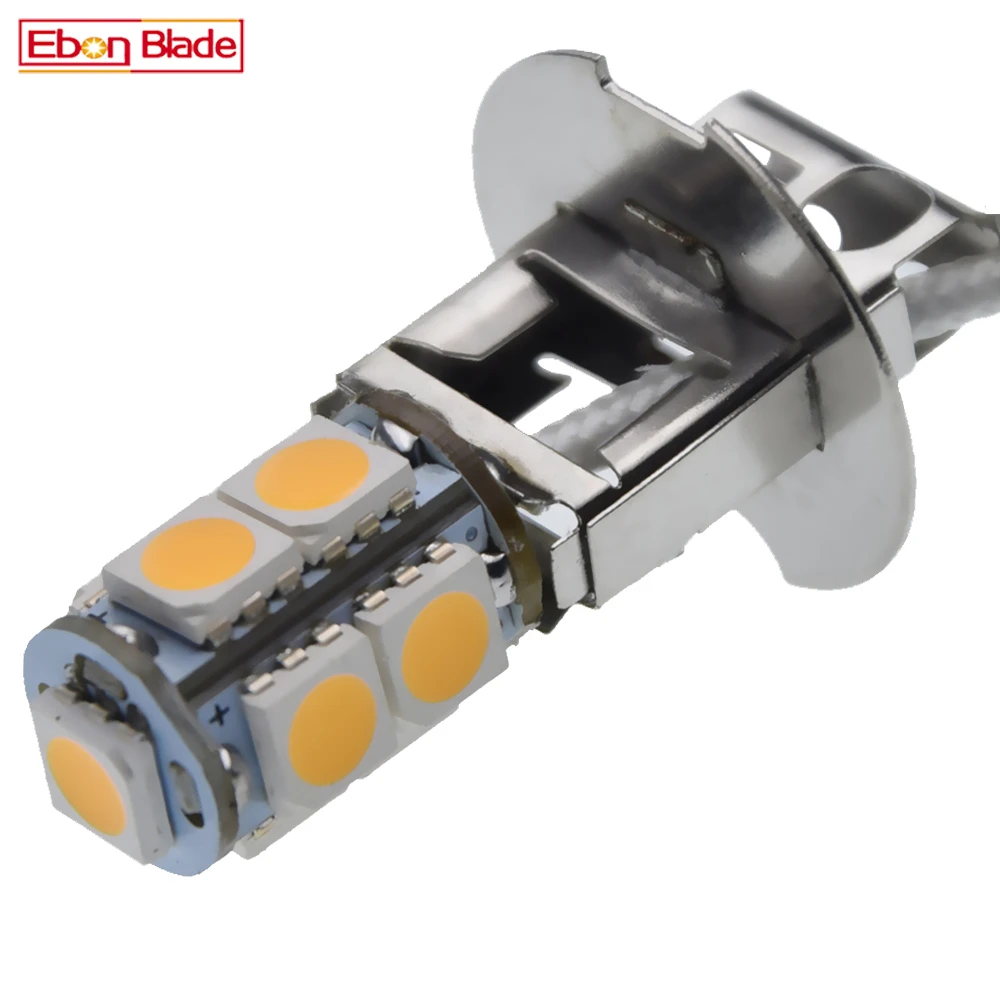 1/2 Pcs H3 LED Bulb 5050 9SMD Warm White For Car Auto Fog DRL Driving Light Or Flashlight ...