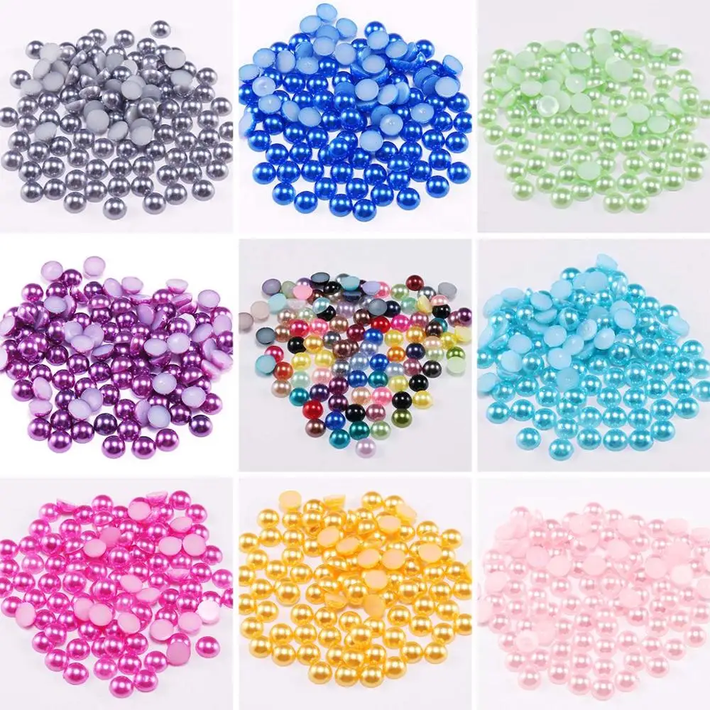 3 4 5 6 8 10 12MM Imitation Pearl Round Half Bead Bulk Wholesale Beads ...