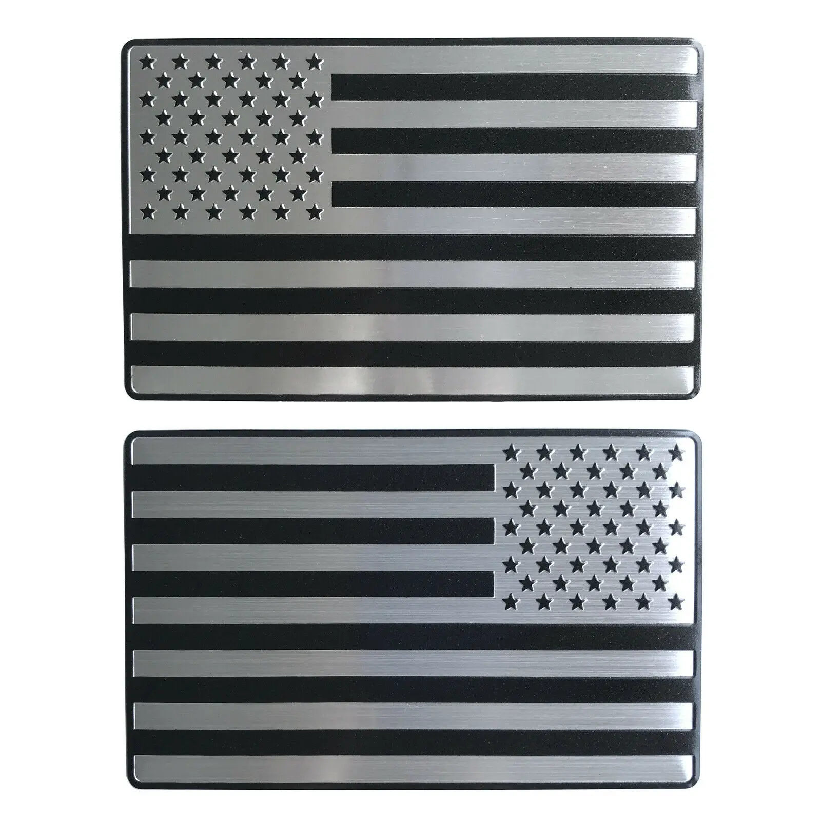 2x Chrome Black Line 3d United States Of America Usa National Flag Car ...