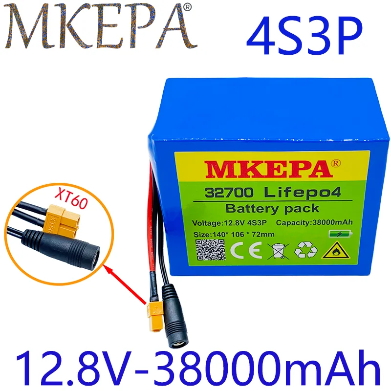 새로운 32700 Lifepo4 배터리 팩 4S3P 12.8V 38Ah, 4S 20A 최대 60A 균형 BMS, 전기 보트 ...