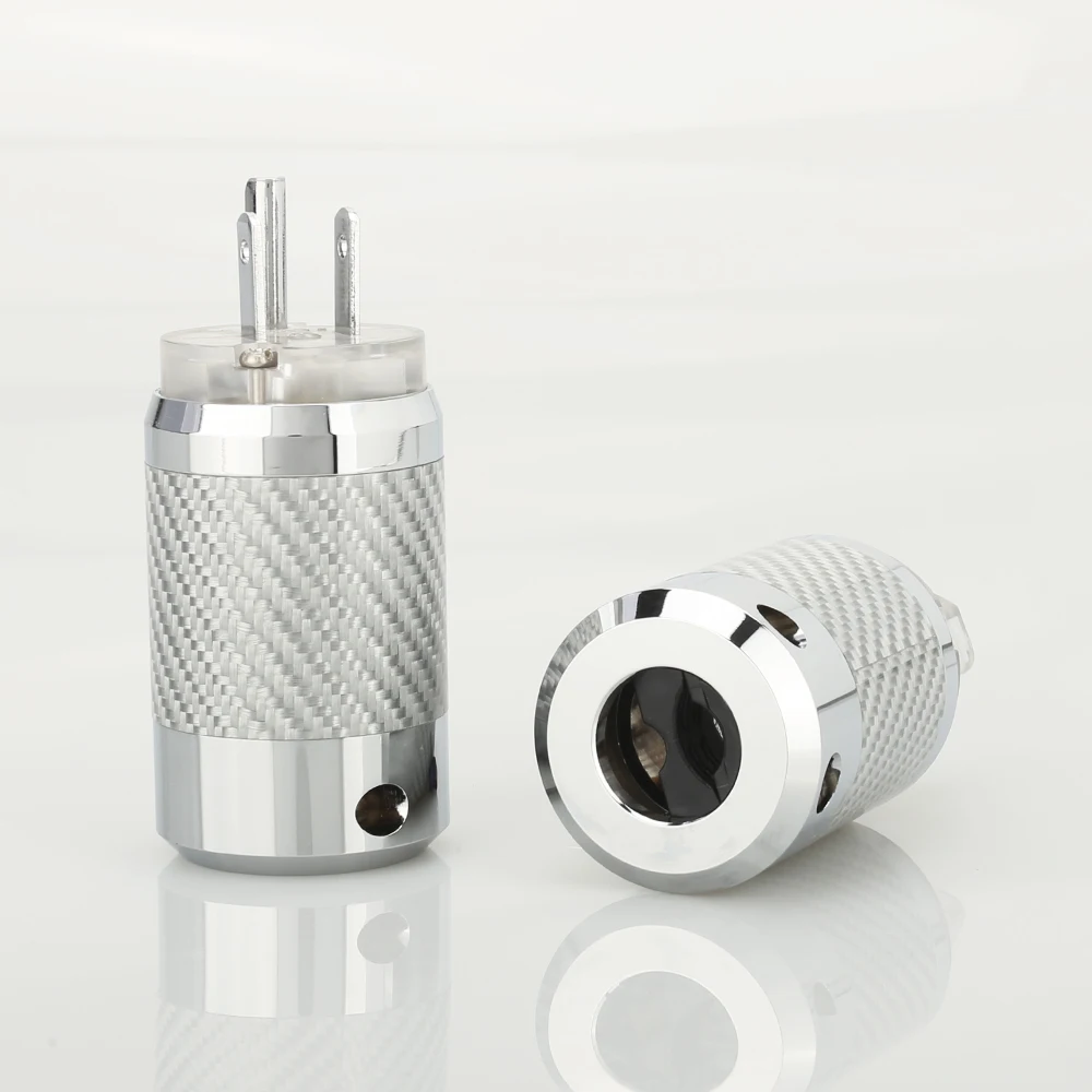 Çift Karbon Fiber Rodyum Kaplama DIY AC Güç Elektrik Erkek dişi ...