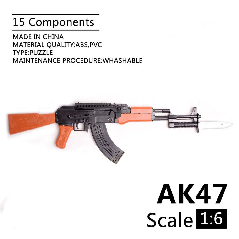 1:6 AK 47 Assault Rifles 1/6 Assemble Gun Model Assembly Plastic Weapon ...