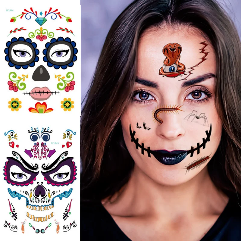 1PC Halloween Tattoo Stickers Sexy Face Tattoo Stickers Temporary ...