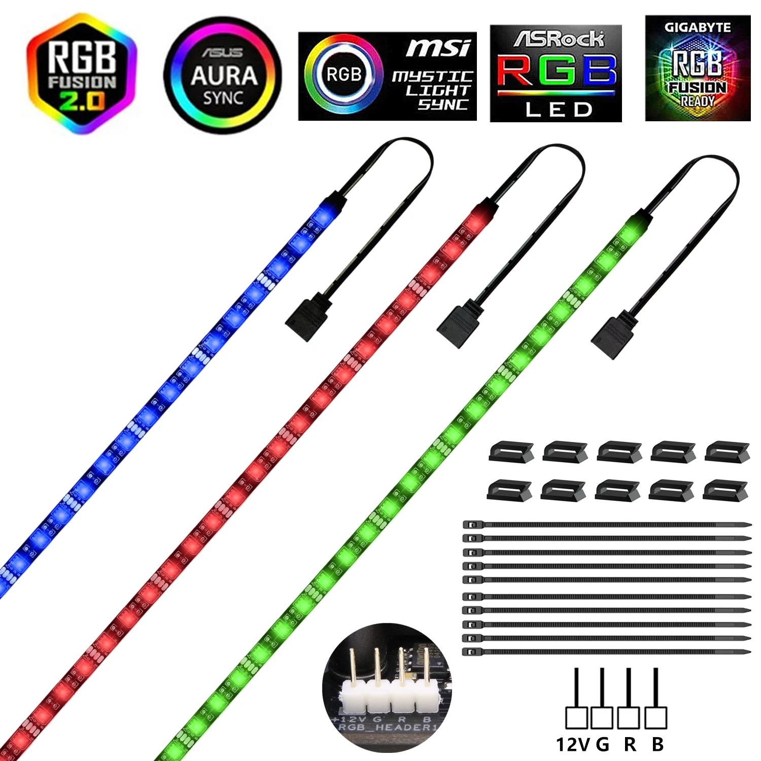 12V RGB Led Strip light 4pin LED Headers For PC , Computer Case / RGB ...