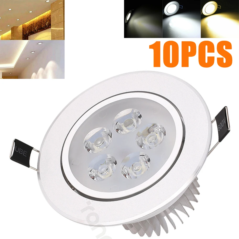 10x 5w Led Recessed Ceiling Downlight Cool Warm Natural White Panel ...