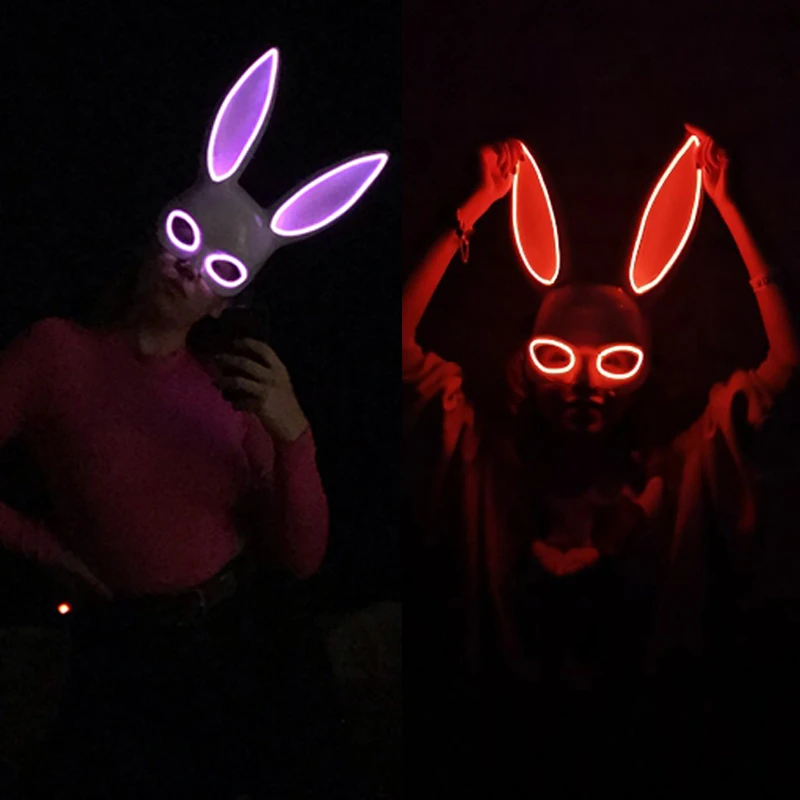10 Colors Options Neon Led Rave Mask Women Night Club Sex El Wire Mask ...