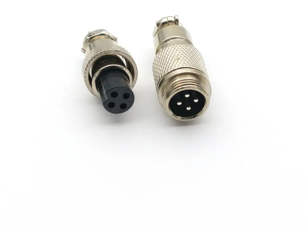 Electrical Plugs 2 set GX12 4-pin Aviation Plug 12mm Male Female Panel ...
