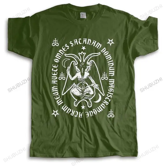Classic Hail Satan Occult Baphomet T Shirt Men Short Sleeved Leisure ...