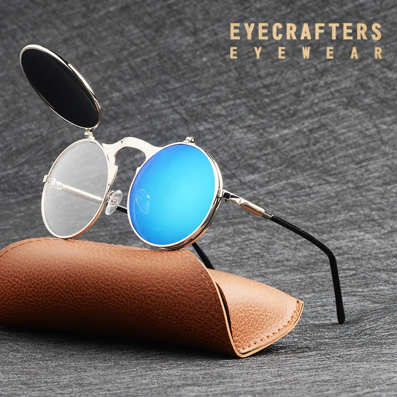 EYECRAFTERS Estilo Retro Rodada Moda Steampunk Virar Para Cima Lente Do ...