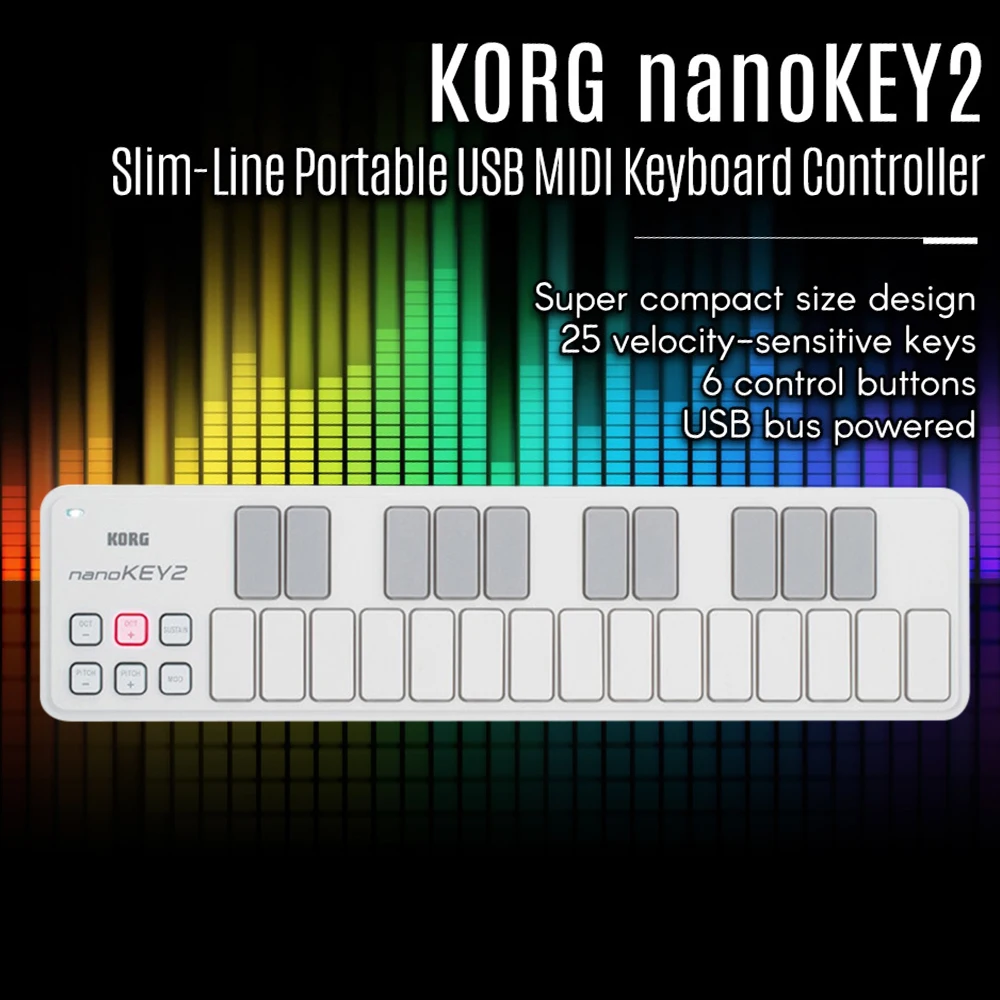 KORG nanoKEY2 Slim Line Portable USB MIDI Keyboard Controller 25 Keys ...