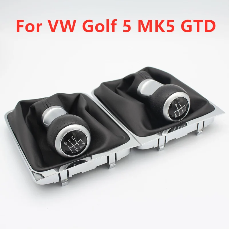 5 / 6 Speed Car Gear Stick Level Shift Knob Leather Boot for VW Golf 5 ...