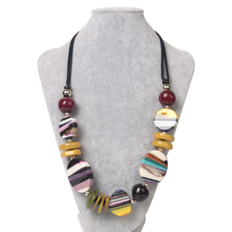 Fashion-Rainbow-Acrylic-Statement-Necklace-Women-Boho-Ethnic-Custom ...