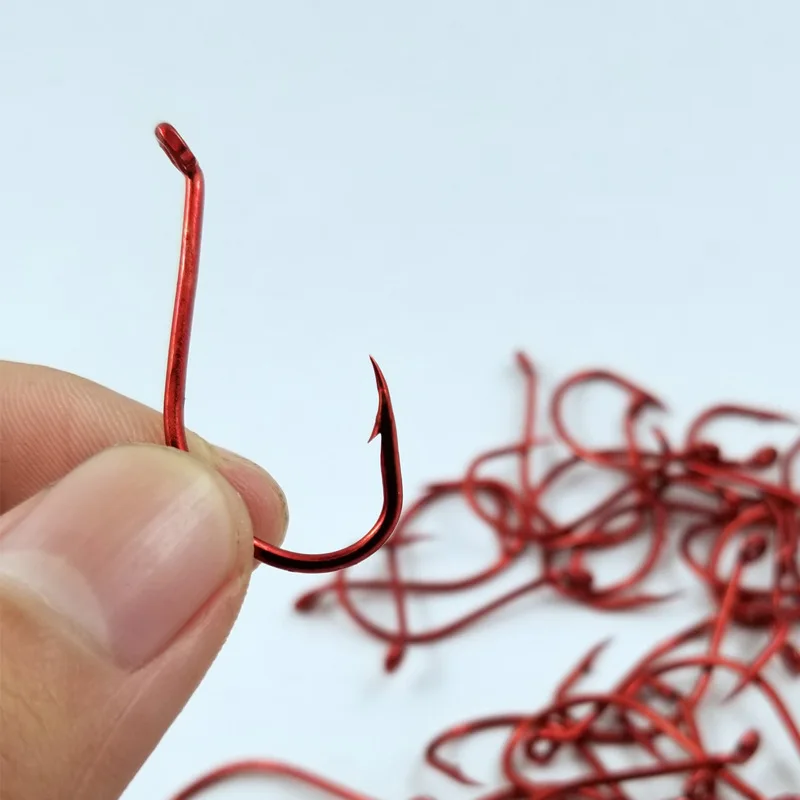 Fishing-Hook-Red-with-Barb-High-Carbon-Steel-Fishhook-Bend-Mouth ...
