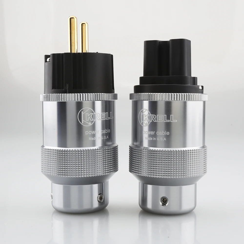 Pair-Hi-End-Krell-Gold-Plated-EU-Power-Plug-IEC-Audio-Connector-HiFi-AC ...